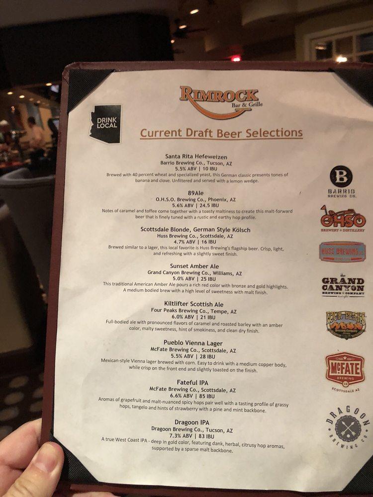 Menu at Rimrock Bar & Grille, Phoenix, 2435 S 47th St