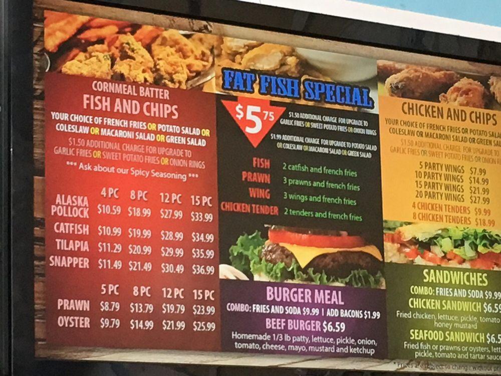 Menu at The Fat Fish restaurant, Berkeley