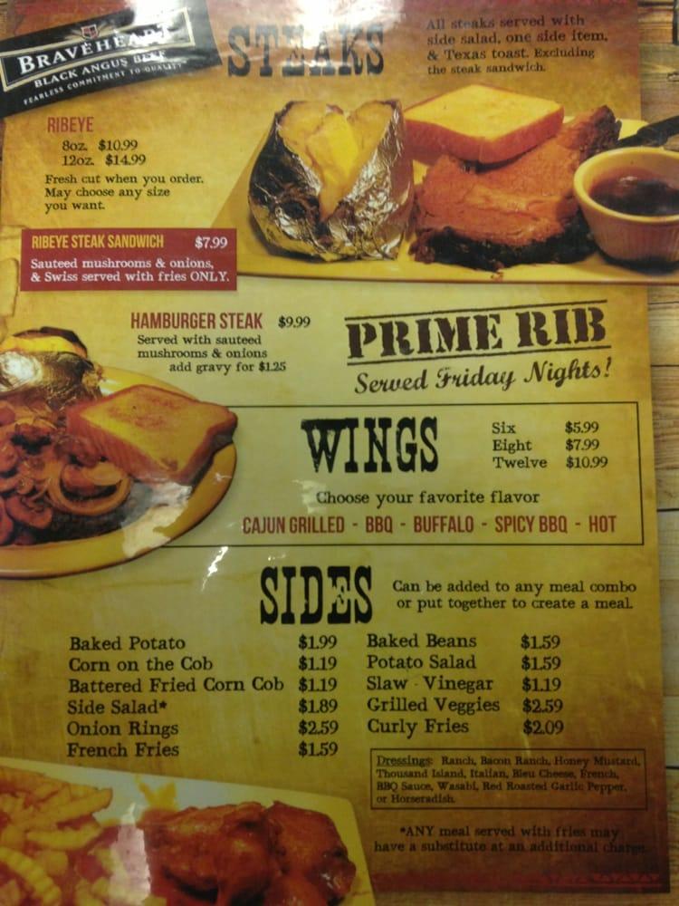 Menu at The Rusty Spur Diner steakhouse, Pulaski