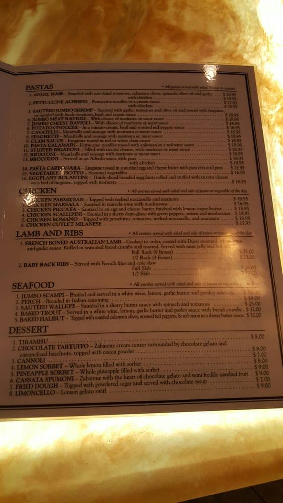 Menu at Angelos Nido Italia Restaurant, Cleveland