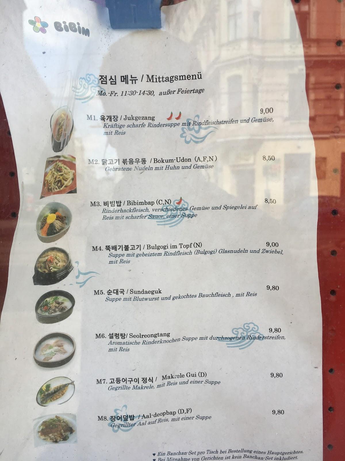 Speisekarte von BIBIM restaurant, Wien