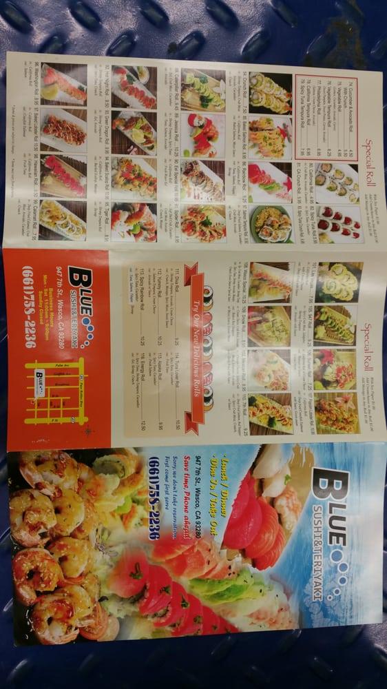 Menu at Blue Sushi&Teriyaki restaurant, Wasco