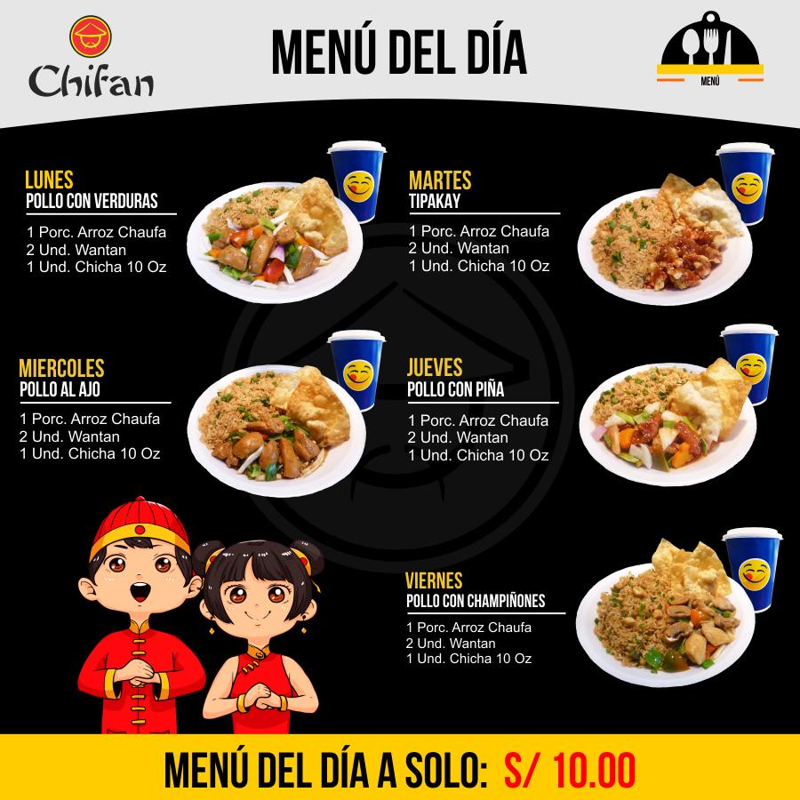 Menu at Chifan restaurant, Tumbes