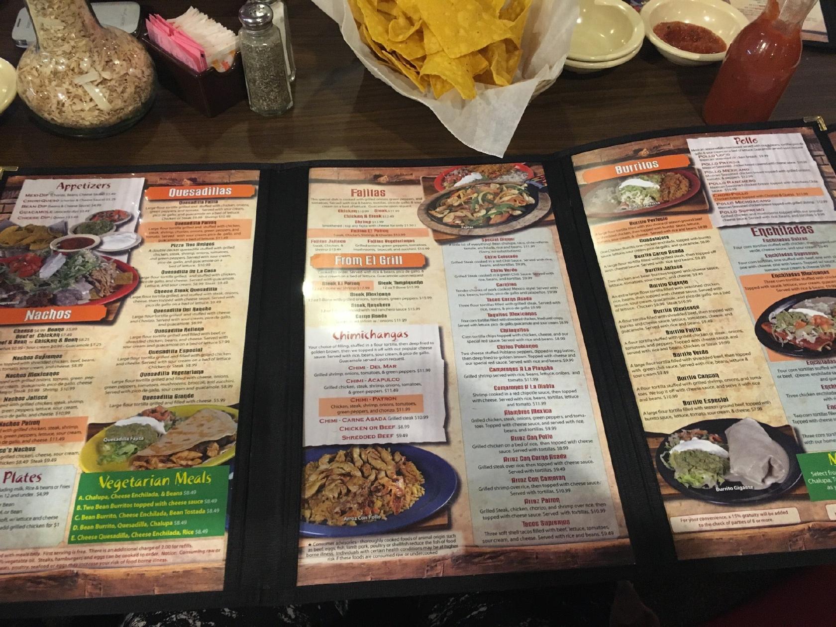 Menu at Don Chico's Mexican Grill restaurant, Kendallville