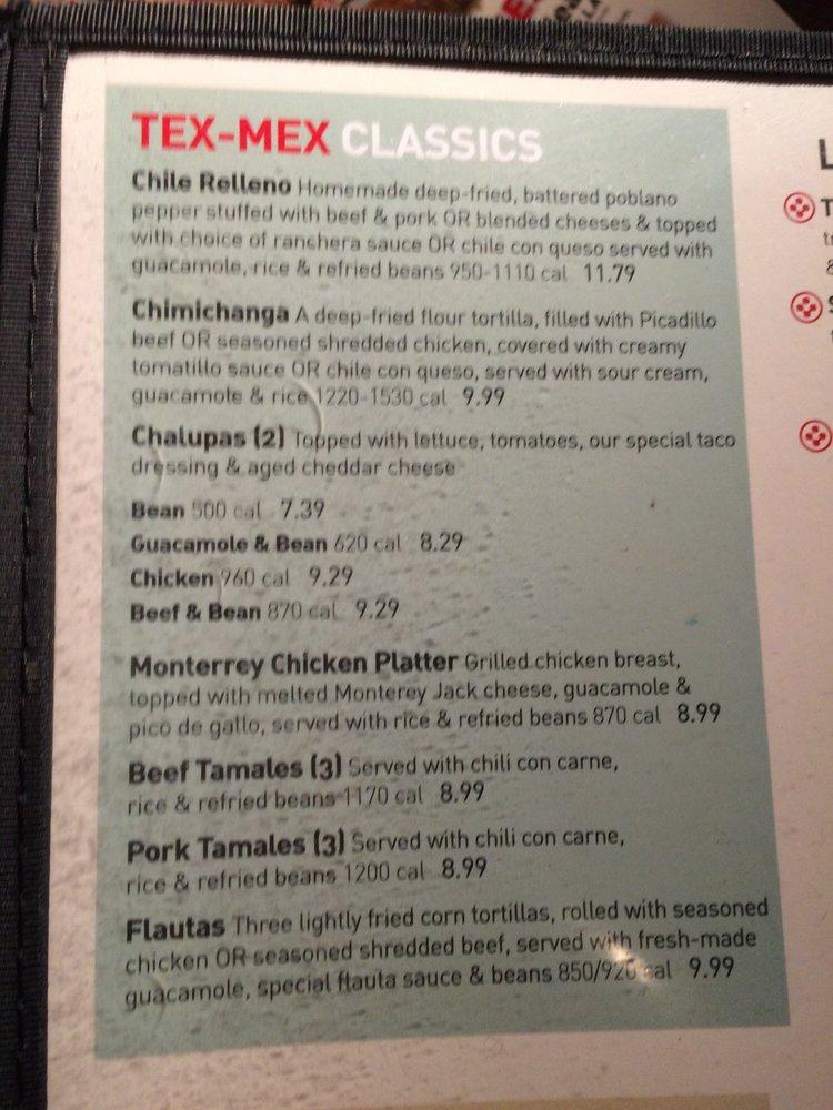 Menu at El Fenix restaurant, Plano