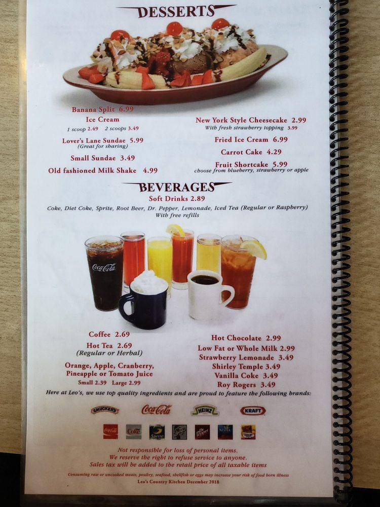 Menu at Leo's Country Kitchen restaurant, Fontana, Sierra Ave. #1a