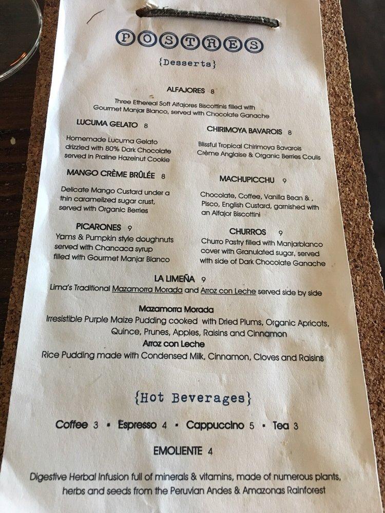 Menu at Mistura Restaurant, San Luis Obispo, 570 Higuera St