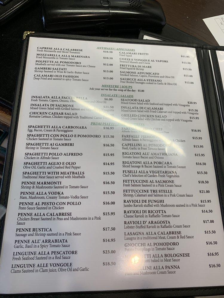 Menu at Raffaello Ristorante restaurant, Rancho Palos Verdes