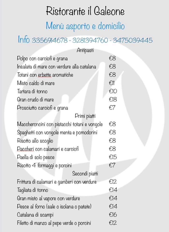 Menu da Ristorante il Galeone, Empoli