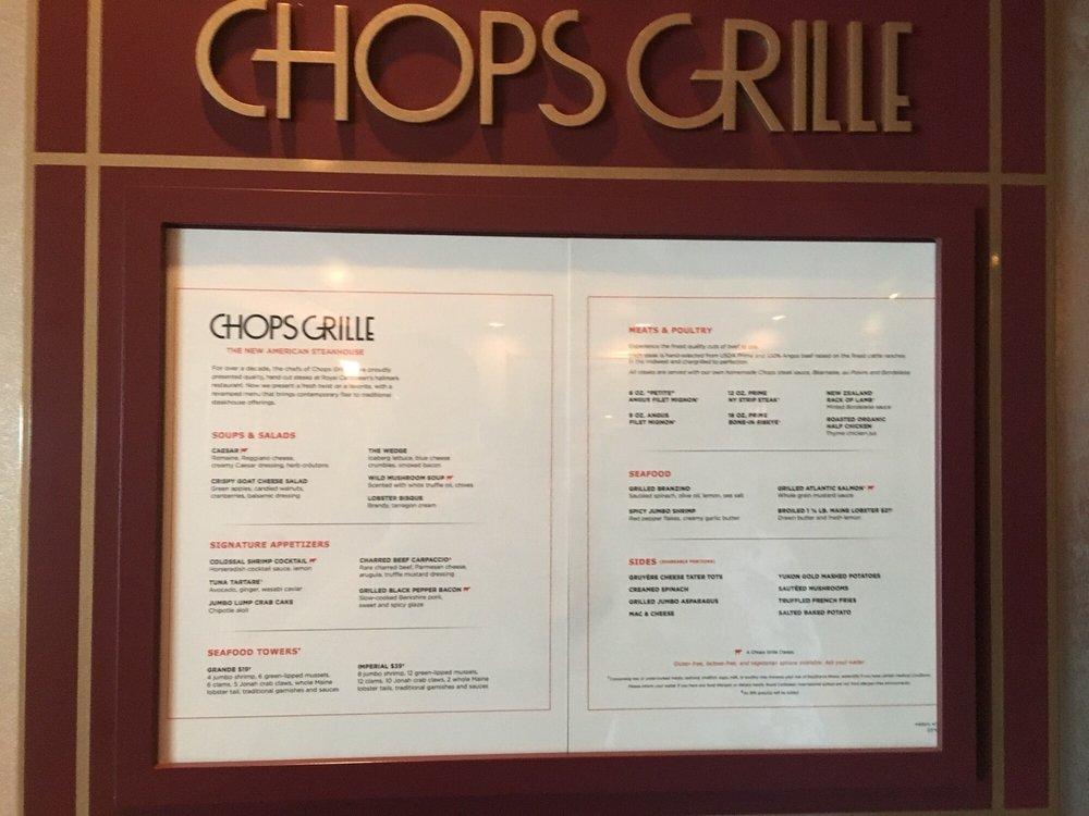Menu at Chops Grill, Fort Lauderdale