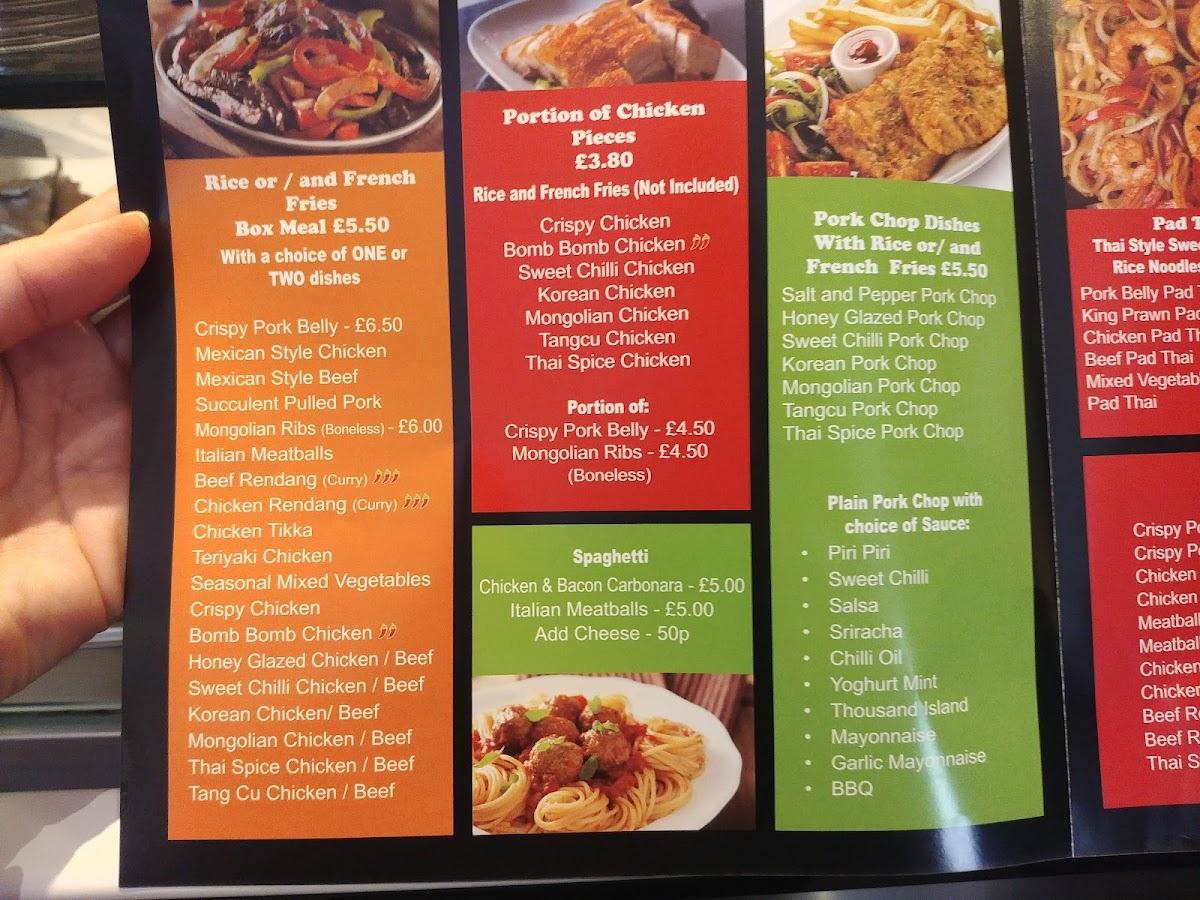 Menu at Fusion King restaurant, Aberystwyth