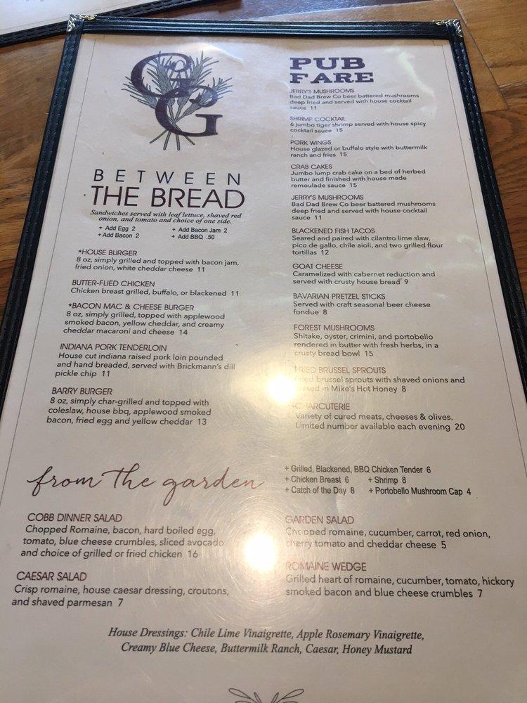 Menu at Grains & Grill steakhouse, Fairmount