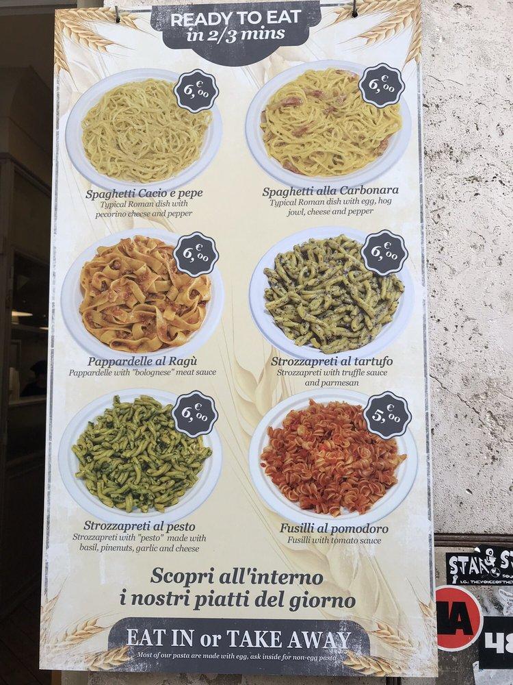Carta de comida rápida Pastasciutta, Roma, Via delle Grazie