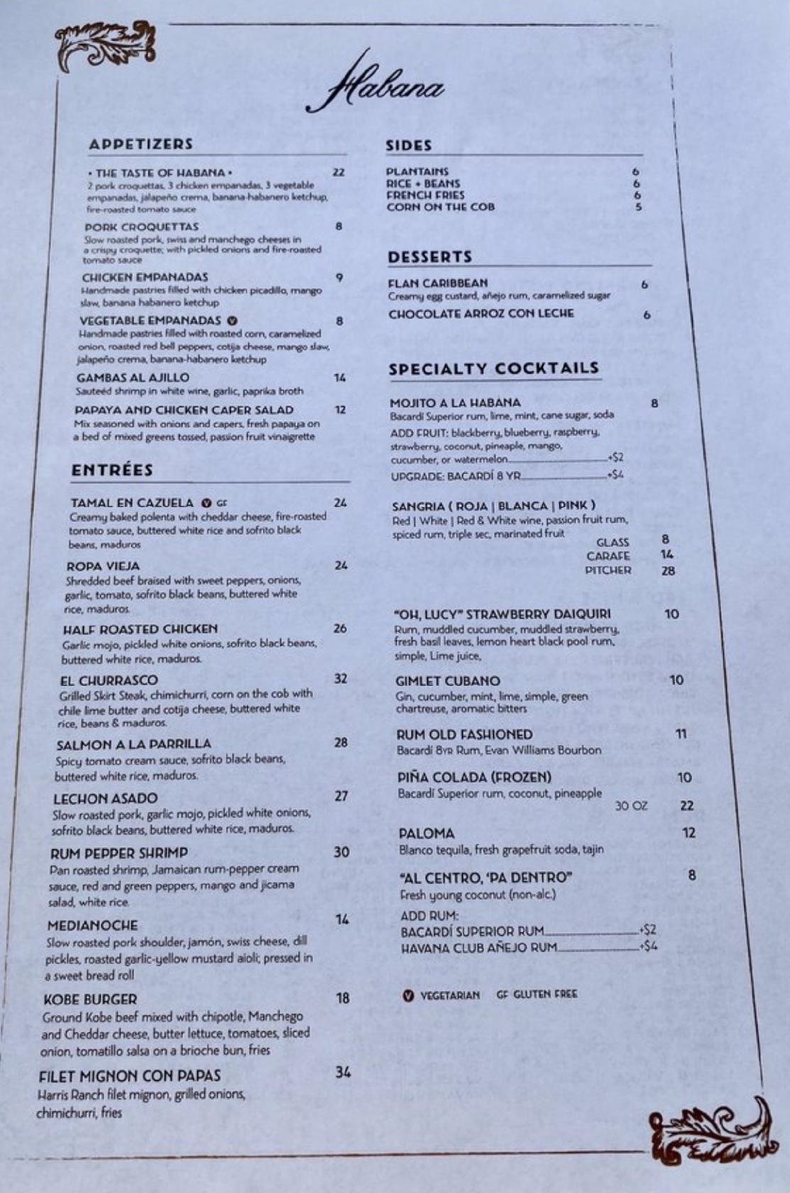 Menu at Habana pub & bar, Irvine, 708 Spectrum Center Dr Suite 708