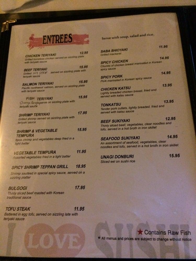 Menu at I Love Sushi restaurant, Henderson, S Eastern Ave