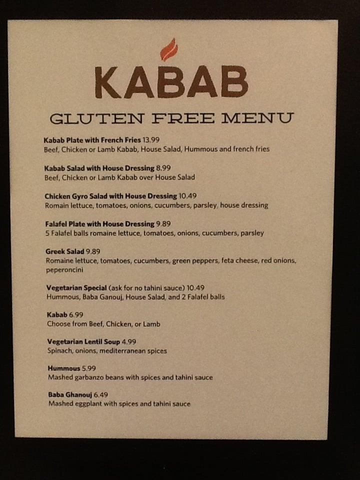 Menu at Kabab Corner restaurant, Seattle, Armory