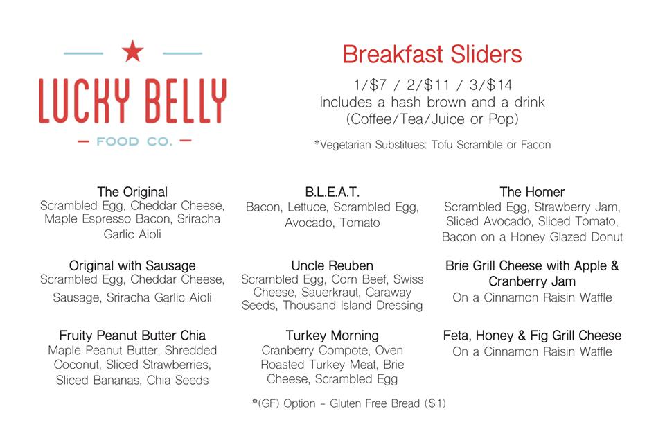 Menu at Lucky Belly restaurant, Guelph