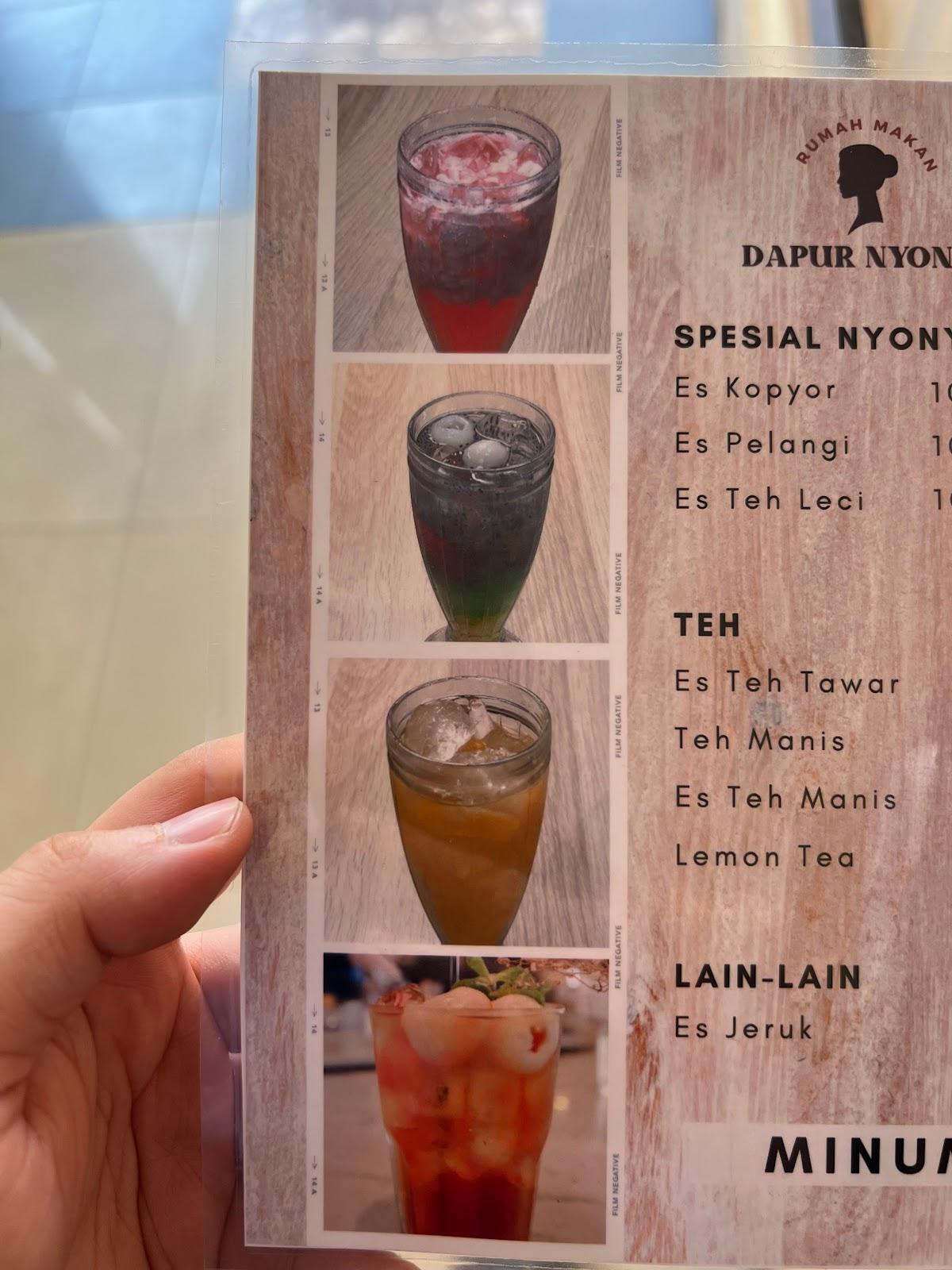 Menu at RM Dapur Nyonya restaurant, Tangerang