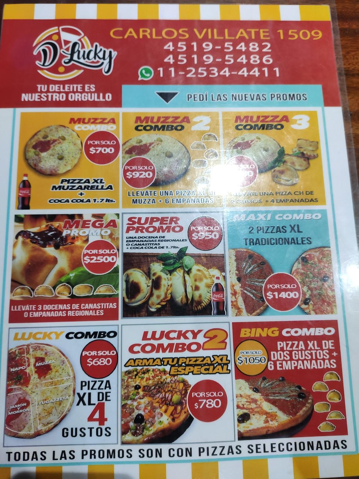 Menu at D' Lucky pizzeria, Olivos