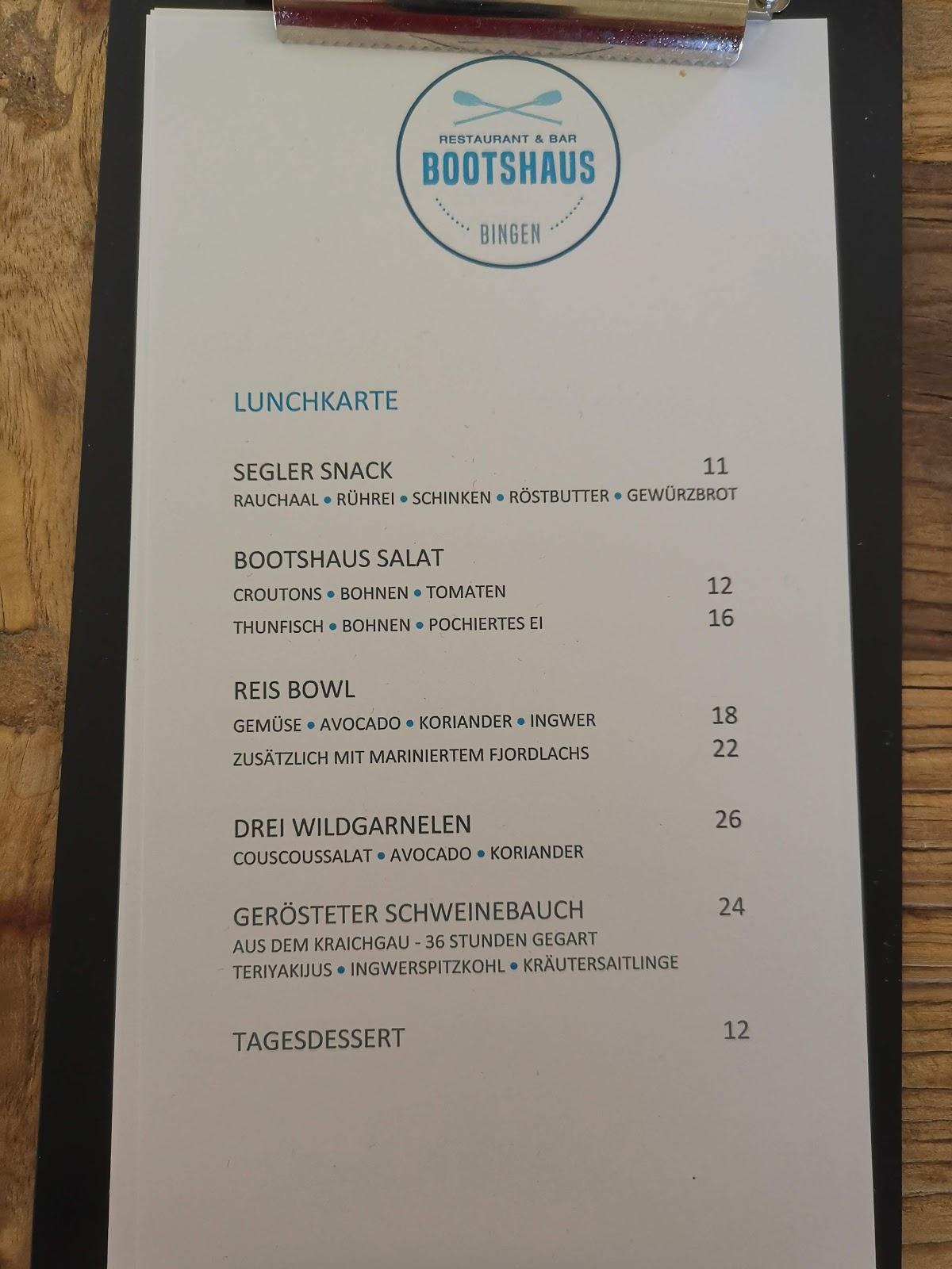 Speisekarte von Restaurant Bootshaus, Bingen am Rhein