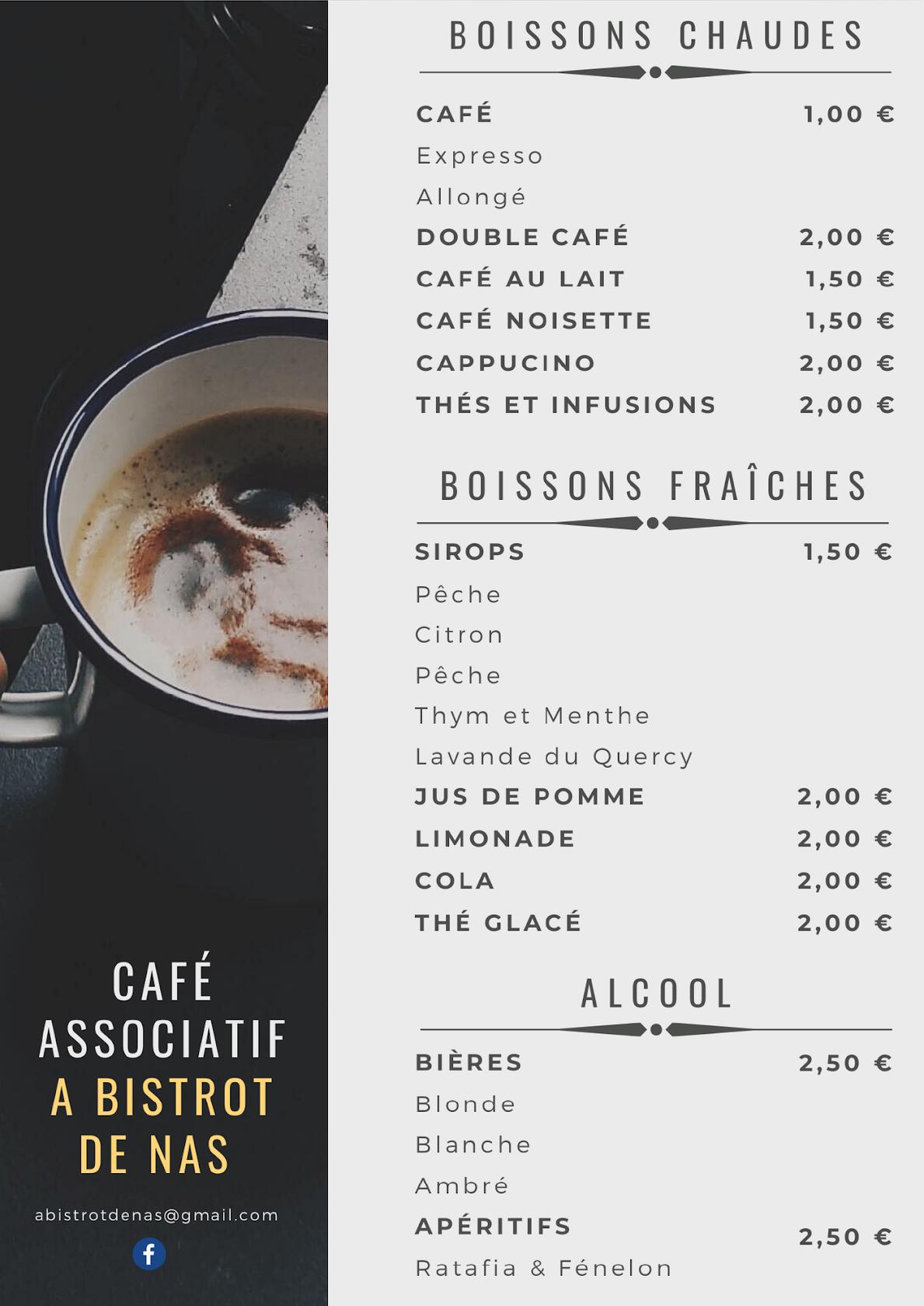 Menu at Café associatif A Bistrot De Nas, Saint-Daunès