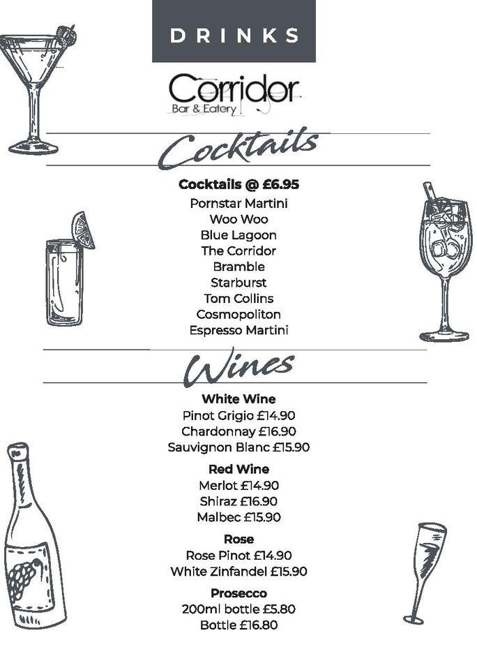 Menu at Corridor Bar & Eatery, Southport