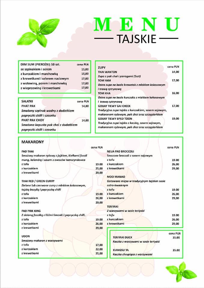 Menu at Little Buddha restaurant, Wyszkow
