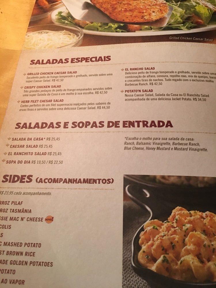 Menu at Outback Steakhouse, Balneário Camboriú