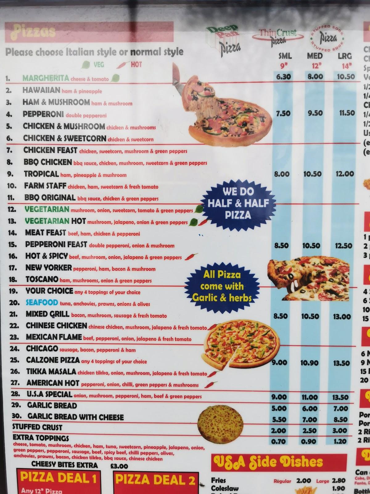 Menu at USA Fried Chicken and Pizza fast food, Wantage
