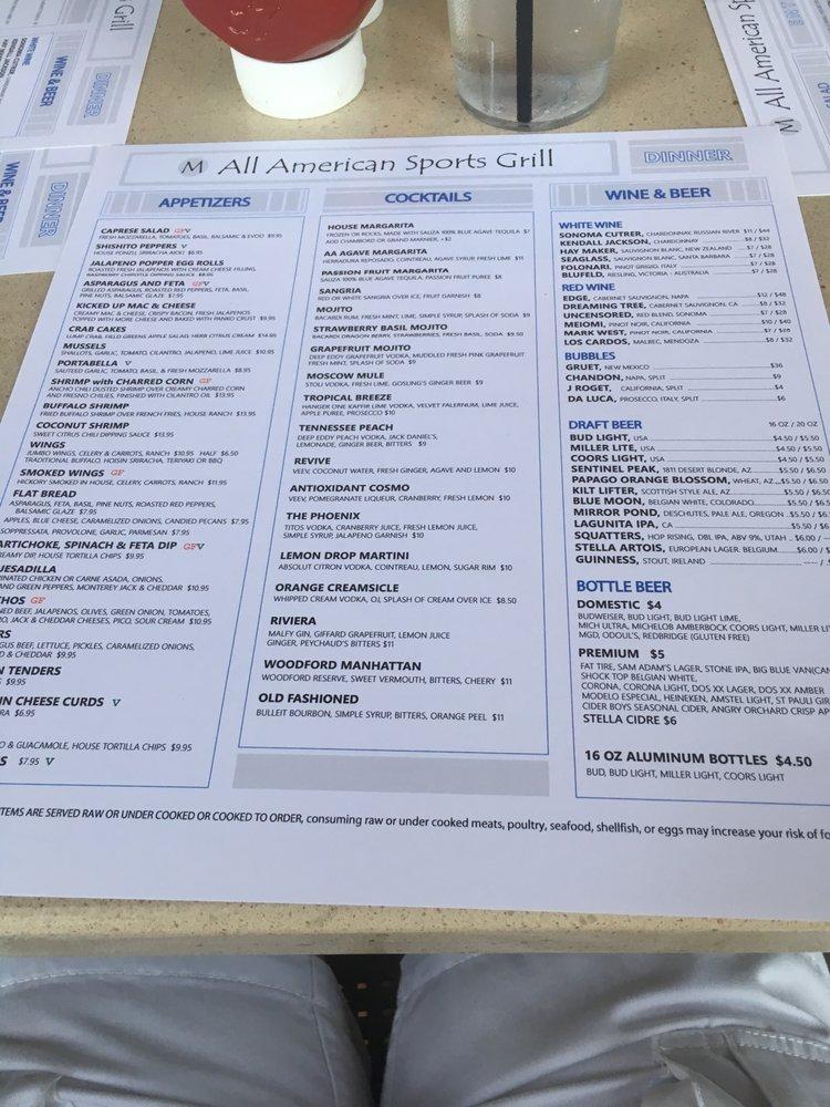 Menu at All American Sports Grill pub & bar, Fountain Hills