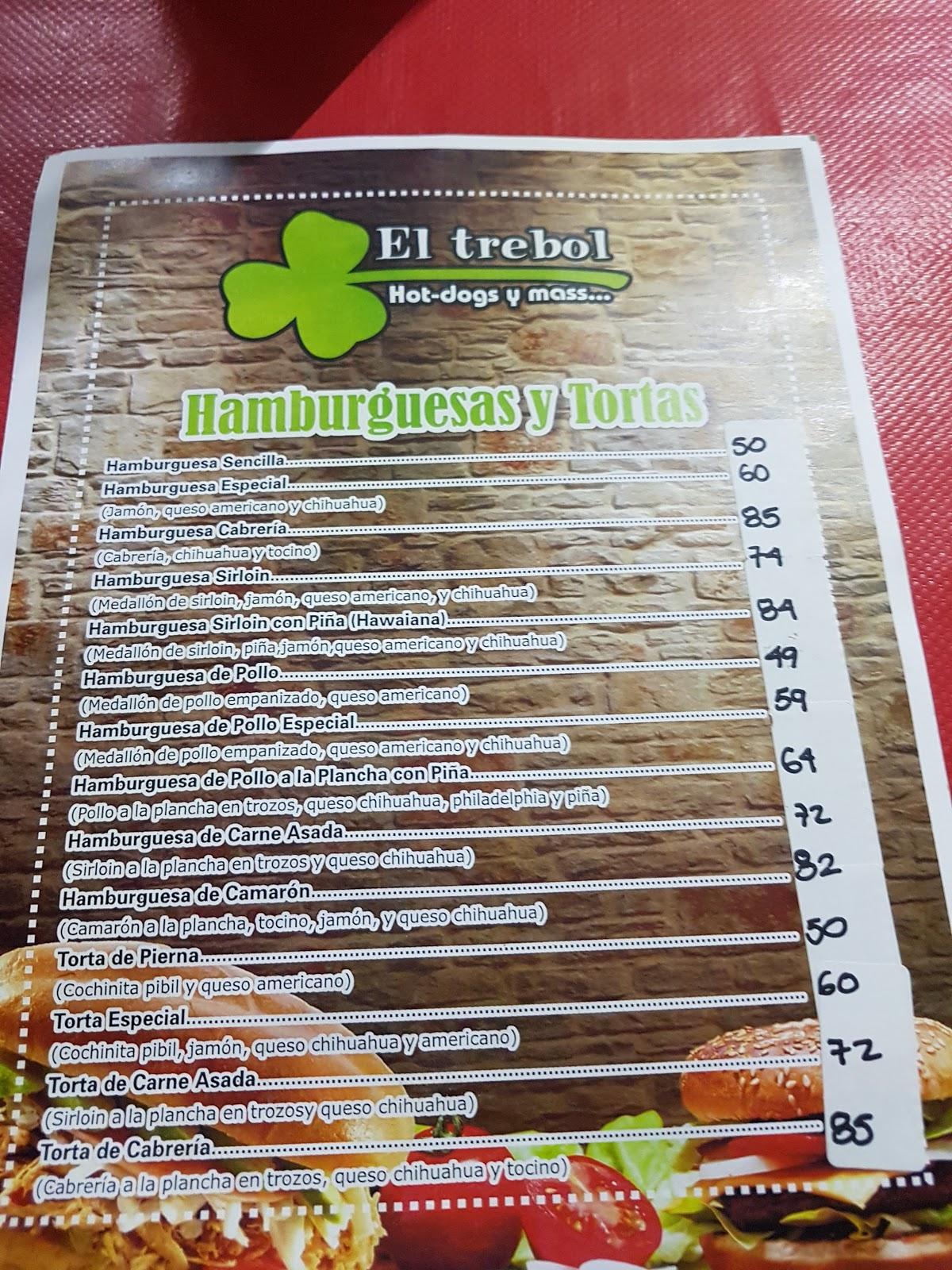 Menu at Hotdogs El Trebol restaurant, Culiacán