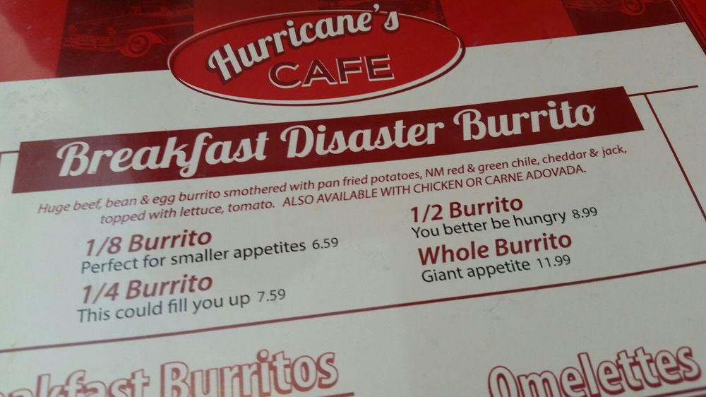 Menu at Hurricane's Cafe, Albuquerque, Lomas Blvd NE