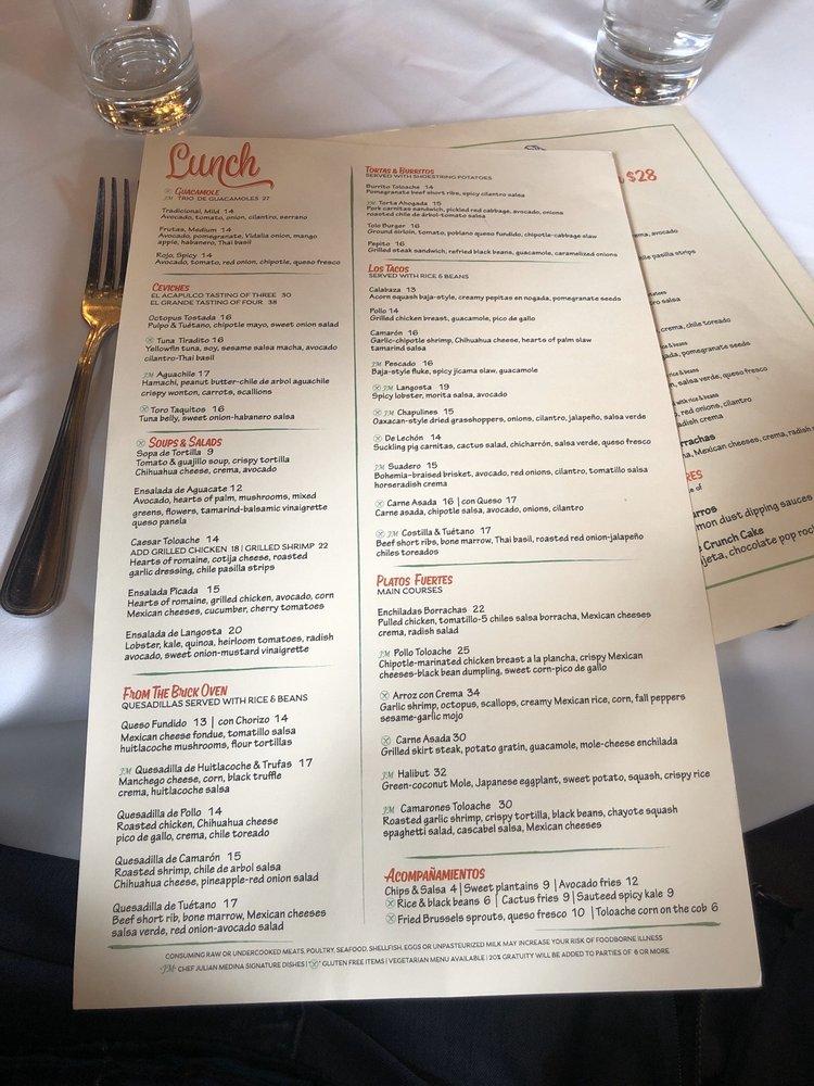 Menu at Toloache restaurant, West New York, 251 W 50th St