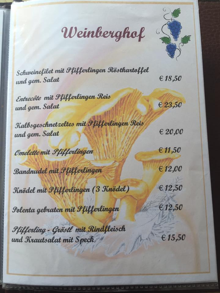 Speisekarte von Weinberghof restaurant, Naturno