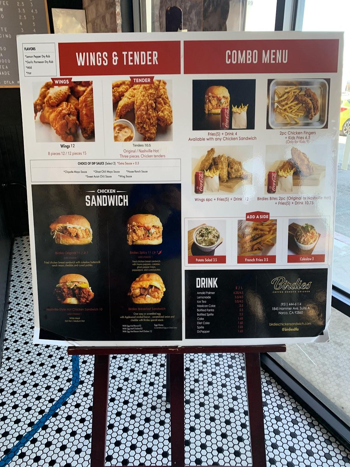 Menu at Birdies restaurant, Norco