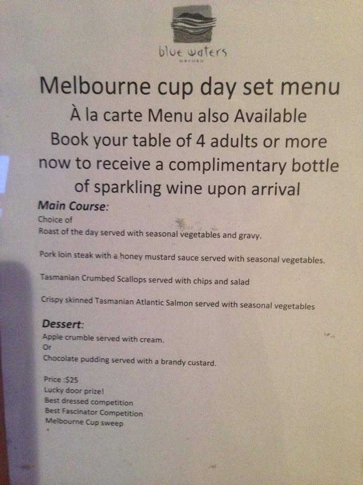 Menu at Orford Blue Waters Hotel pub & bar, Orford