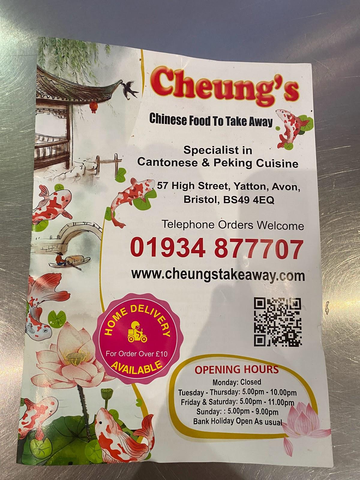 Cheungs, Claverham - Restaurant menu, prices and reviews