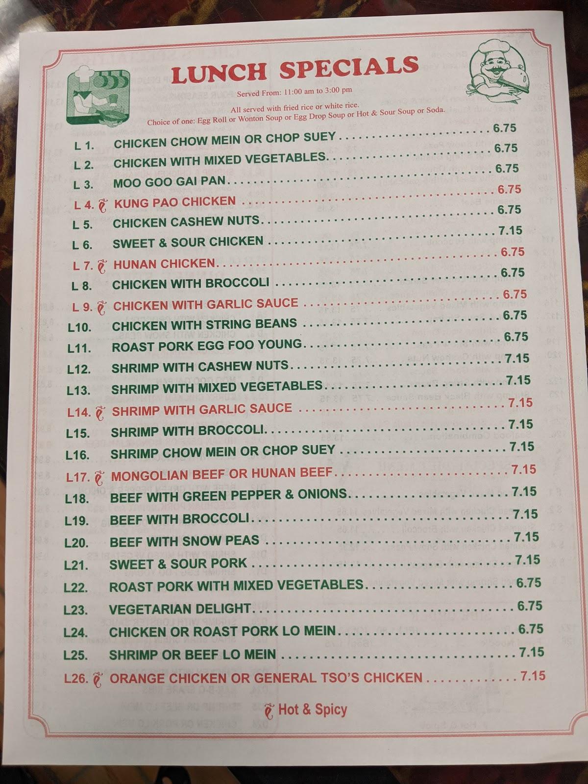 Menu at China Inn Restaurant, Shippensburg, 397 Baltimore Rd