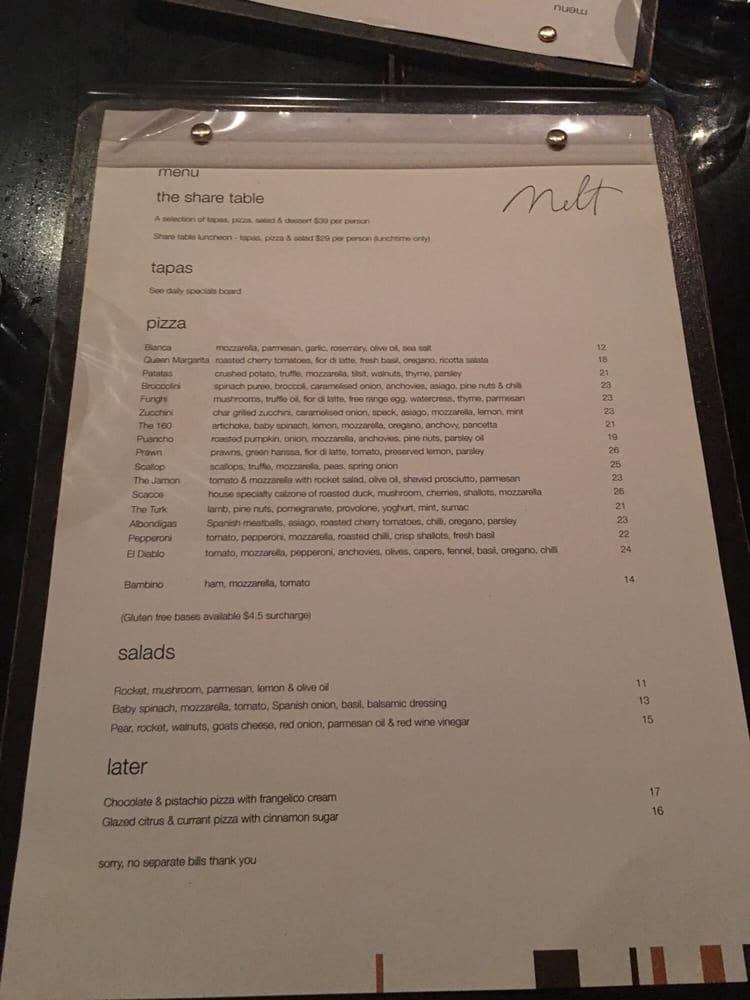 Menu at Melt Hyde Park pizzeria, Hyde Park, 1/160 King William Rd