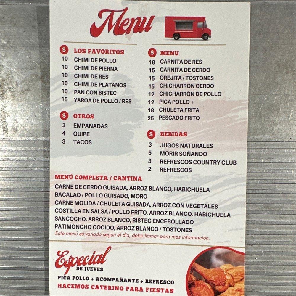 Menu at Sazon Dominicana restaurant, West Little River