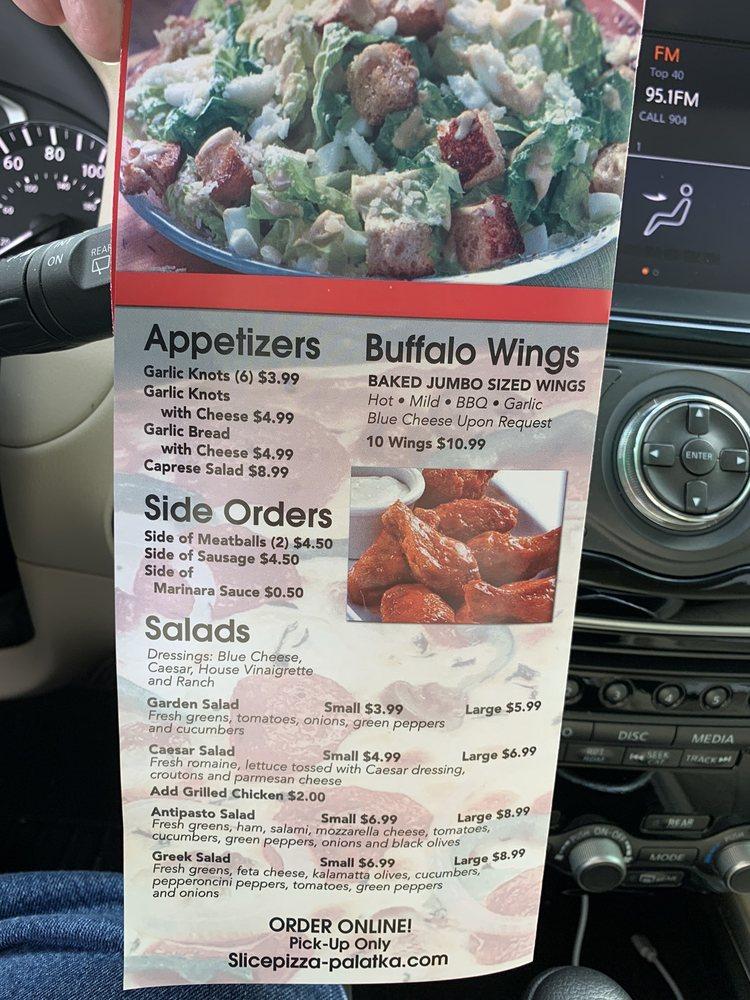 Menu at Slice Pizza pizzeria, Palatka