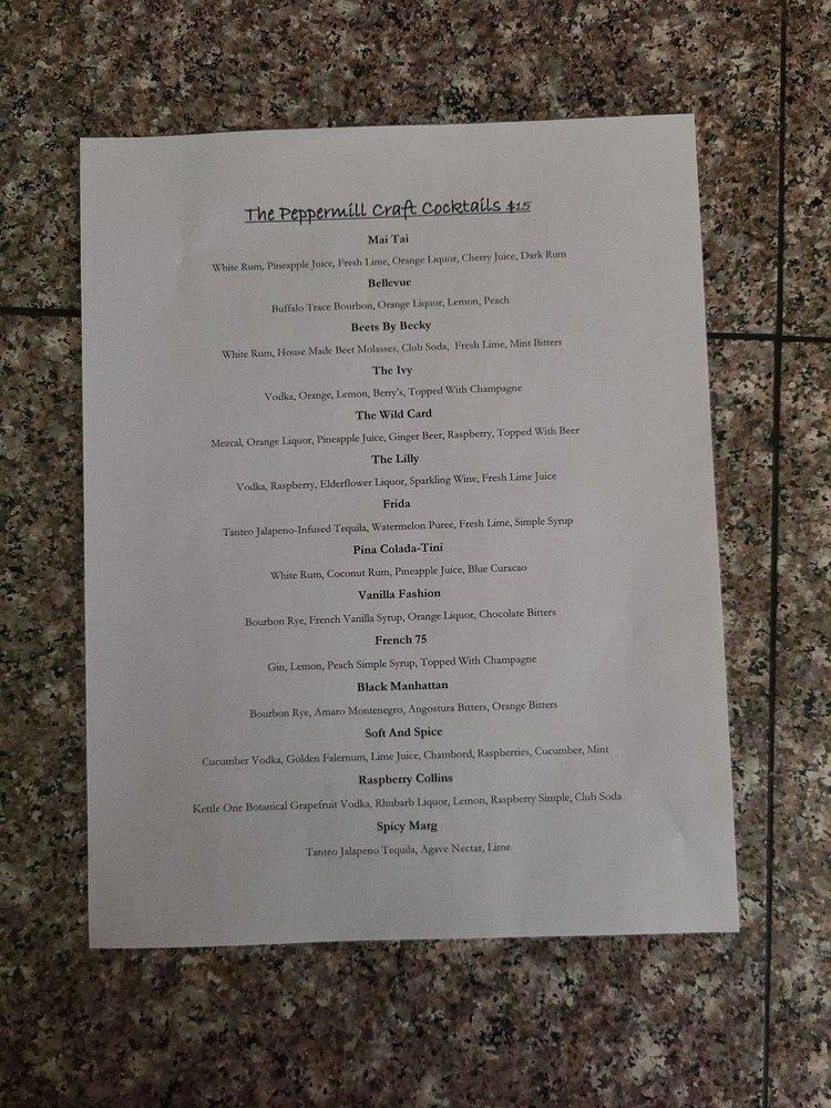 Menu at The Peppermill: Steakhouse and Cocktail, Tempe