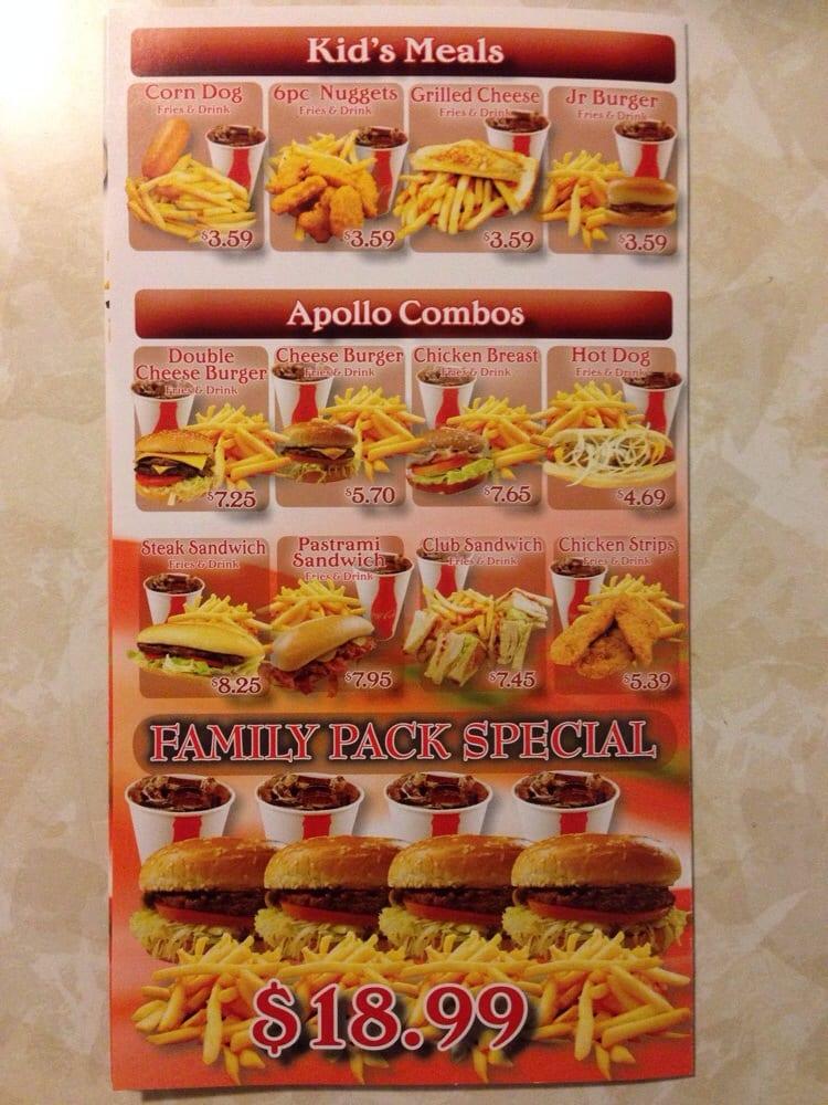 Menu at Apollo Burgers restaurant, Carson