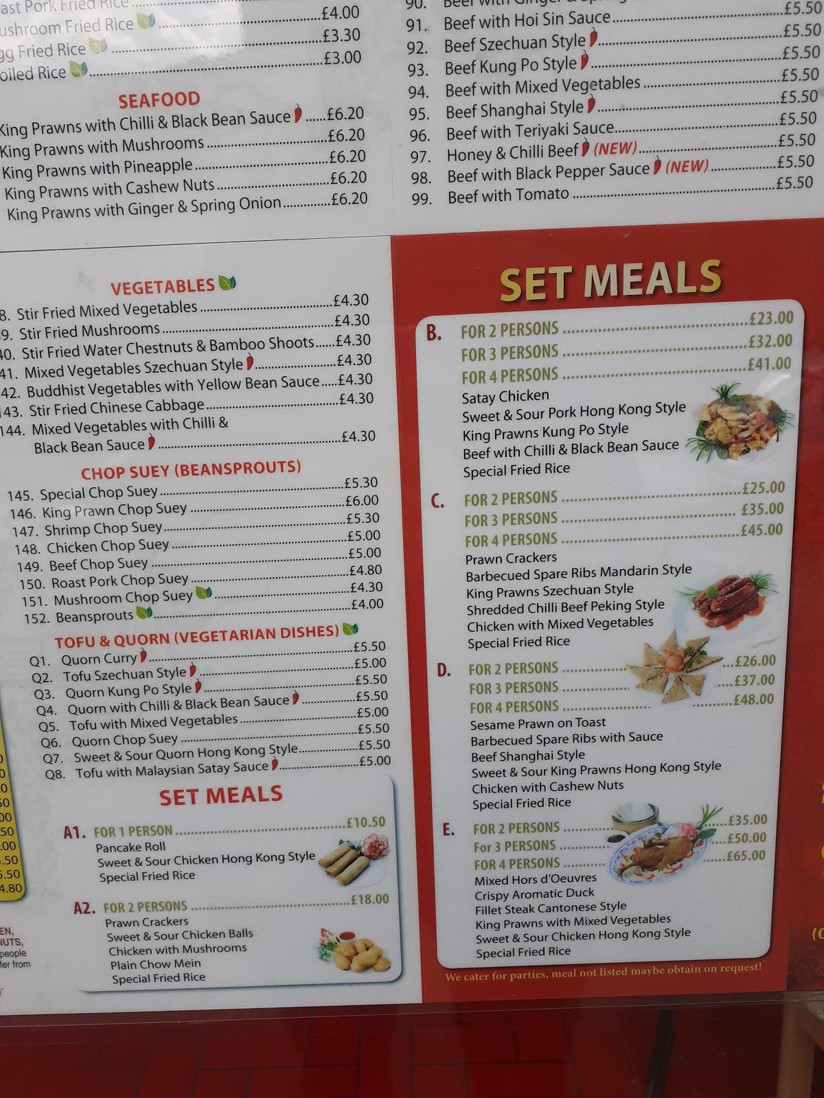 Menu at Dragon Inn fast food, Billericay