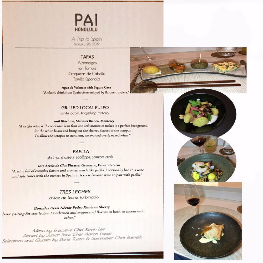 Menu at PAI Honolulu pub & bar, Honolulu