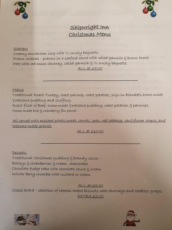Menu at The Shipwright Inn pub & bar, Pembroke Dock