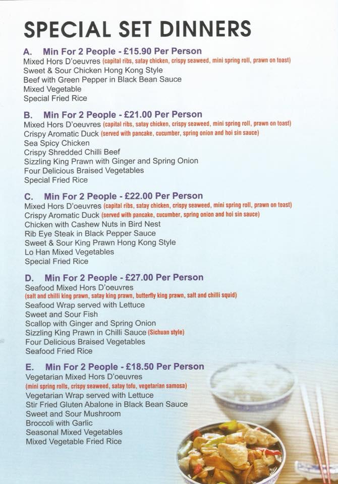Menu at Golden Pearl restaurant, East Hanningfield