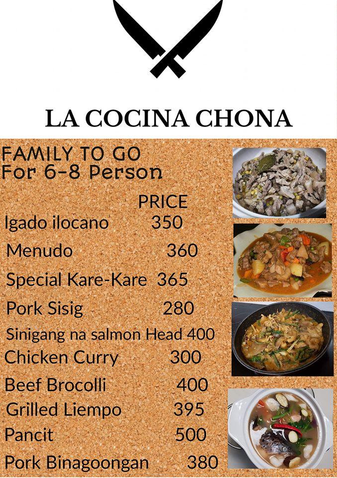 Menu at La CoCina Chona, Vigan City