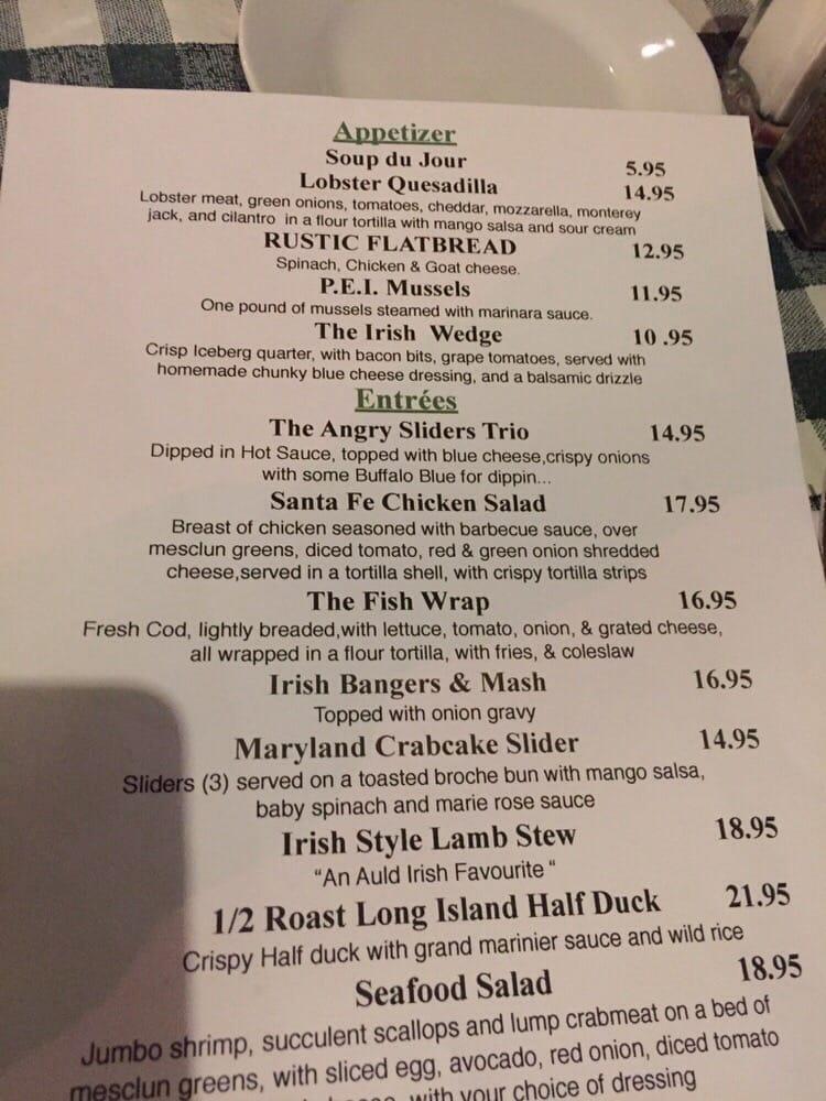 Menu at Monaghan's Irish Restaurant, Rockville Centre