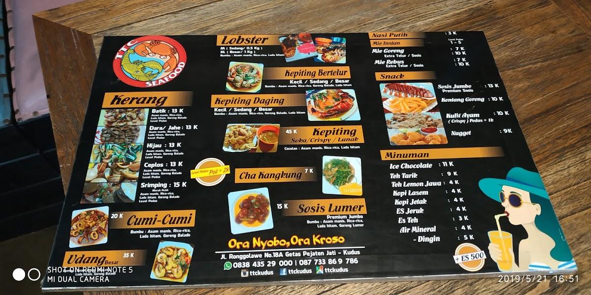 Menu at TTC Seafood restaurant, Kudus